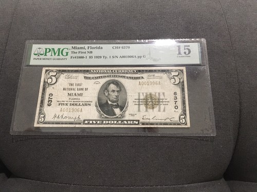 5.00. 1929 national bank note Miami Florida PMG 15 choice fine | eBay