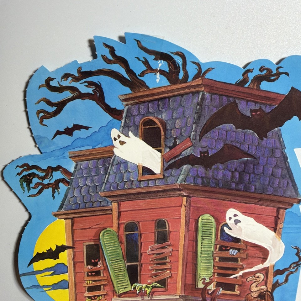Vintage Halloween Eureka Die Cut Haunted House Spooky Skeleton 14" | eBay