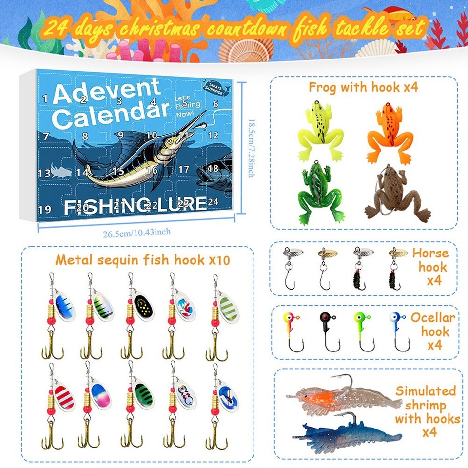 2025 Fishing Advent Calendar with 24 Lures for Different Fishing ...