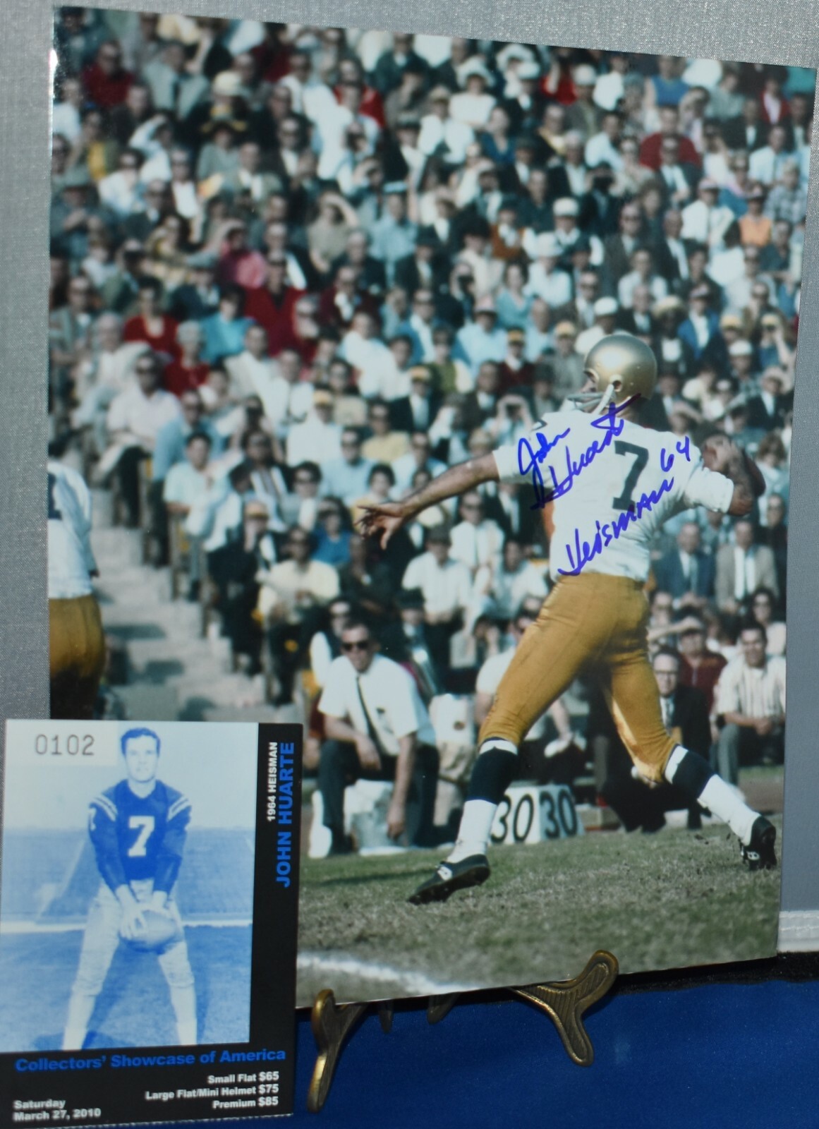 JOHN HUARTE 8 X10 SIGNED COLOR ACTION PHOTO NOTRE DAME FIGHTING IRISH ...