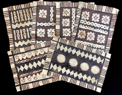 Vintage Handmade FIJI 12x19" Bark TAPA CLOTH Tiki Dinner Placemats ...