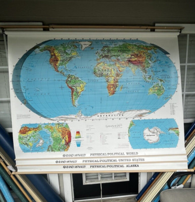 World Maps - Vintage Pull Down World Map