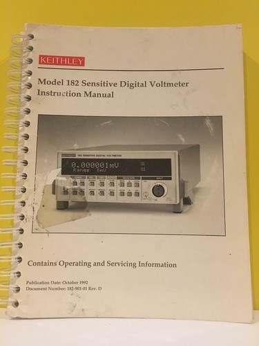 Keithley 182-901-01 Model 182 Sensitive Digital Voltmeter Instruction ...