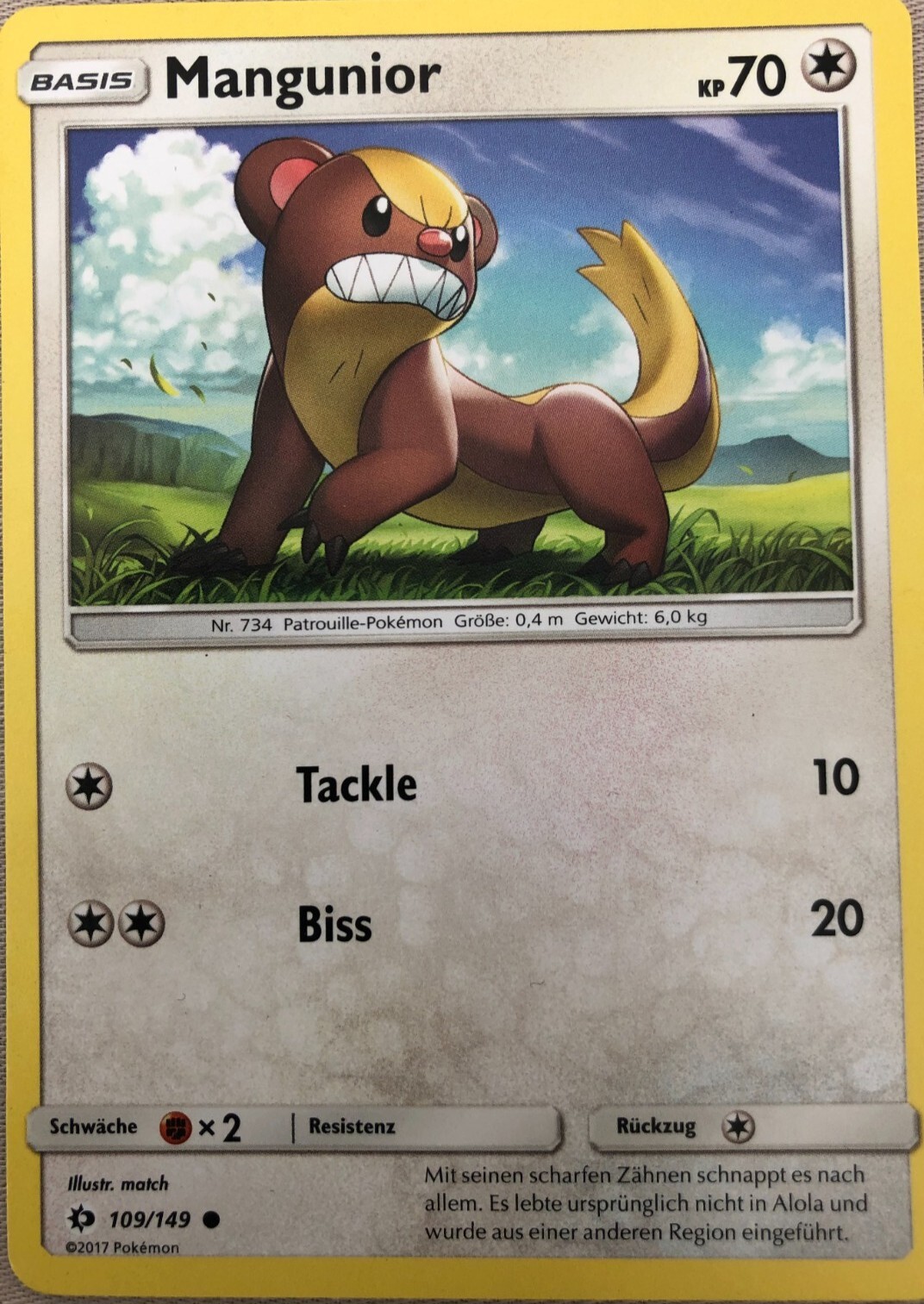Pokemon Karte Mangunior 109/149 Sonne & Mond, deutsch, gebraucht | eBay.de