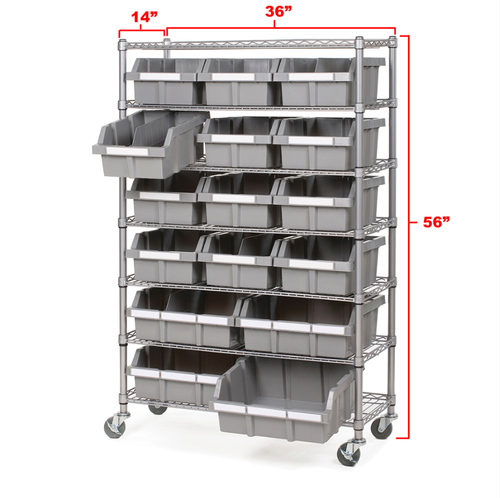 Seville Classics 7-Tier Commercial Grade NSF 16 Bin Rack System | eBay