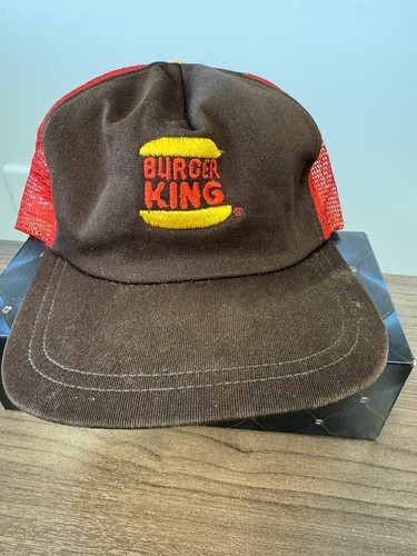 Vintage Burger King Embroidered Logo Mesh Snapback Trucker Hat Brown ...