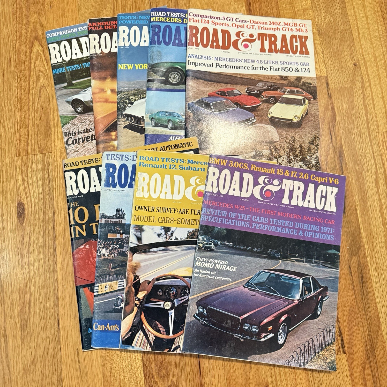 Lot of Nine 1971 Road & Track Magazines, Road & Track Magazine Lot of ...