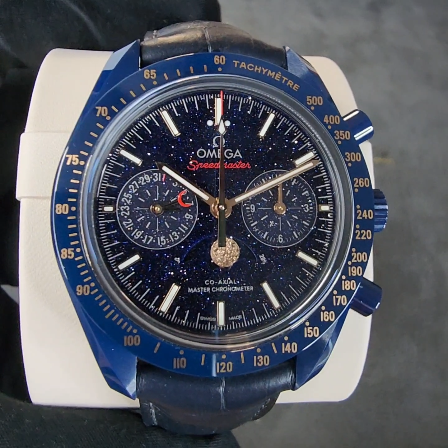 OMEGA SPEEDMASTER 44.25MM BLUE SIDE OF THE MOON CERAMIC AVENTURINE ...