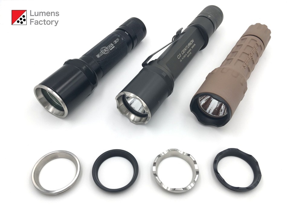 Smooth Stainless Steel Crenelated Bezel Ring for Surefire Z44, 6P 9P C2 ...