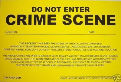 Humiliating Prank Sign - 'Do Not Enter - Crime Scene' Funny Gag Joke ...