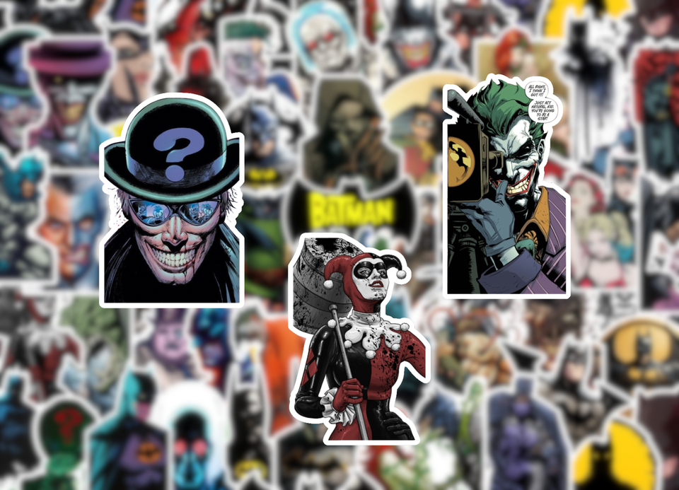 25/50 Batman Sticker Pack - Waterproof Vinyl - Joker Harley Quinn ...