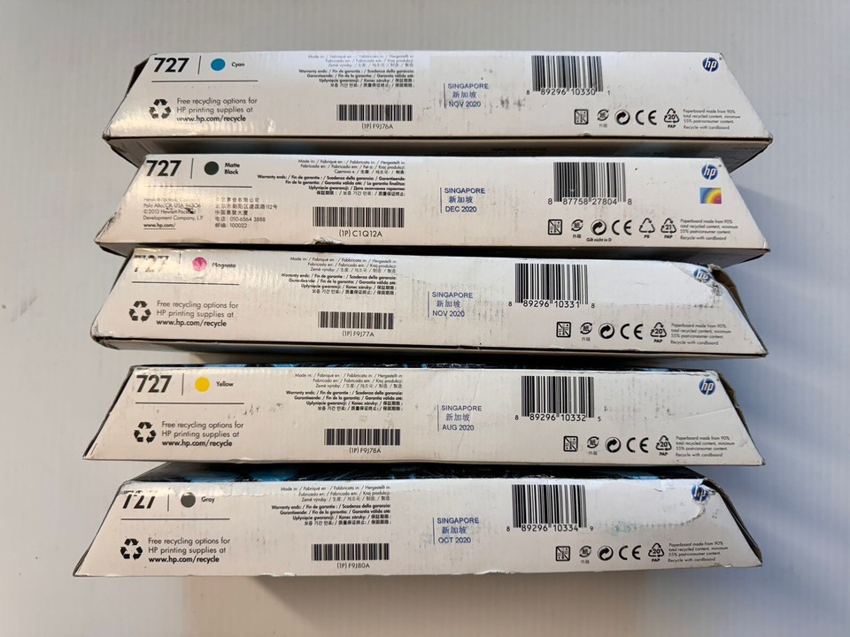 Original Set HP 727 300ml Designjet T920 T930 T1500 T2500 T2530 Ink ...