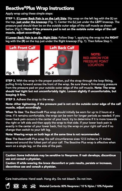 BeActive PLUS Instant Relief Acupressure Calf Brace for Sciatic Back ...