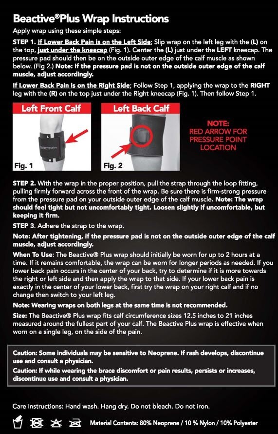 BeActive PLUS Instant Relief Acupressure Calf Brace for Sciatic Back ...