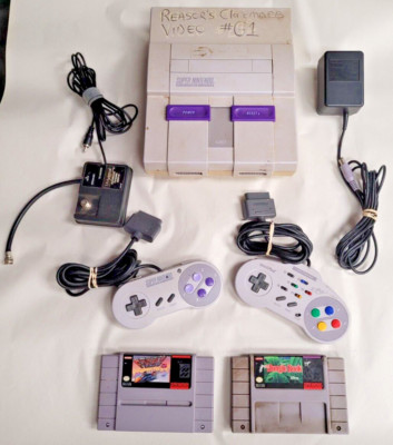 Super Nintendo SNES Bundle w/ 2 Controllers + Cables + 2 Games - F ...