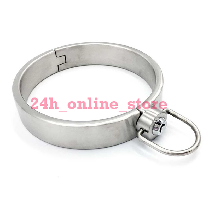 Heavy Stainless Steel Press Lock Neck Collar Restraints Slaves Lockable ...
