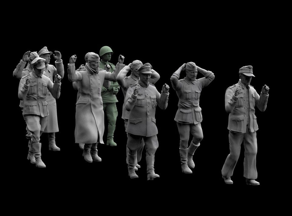 WW2 Soviet Red Army Guard & German POW Prisoners 1:35 Resin Figures 3D ...