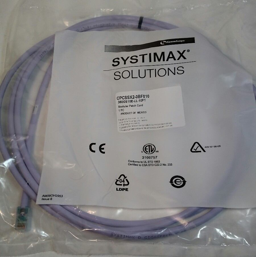 Commscope Systimax 10-FOOT Cat 6 Modular Patch Cable, Cord Lilac ...