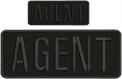 AGENT embroidery patches 4x10 and 2x5 hook on back black thread | eBay