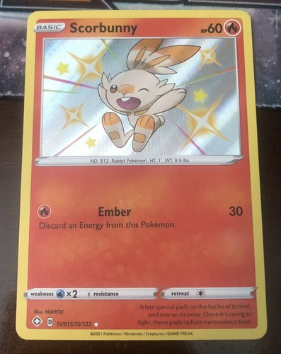 Pokemon TCG Shining Fates Shiny Vault Scorbunny Shiny Holo Rare SV015 ...