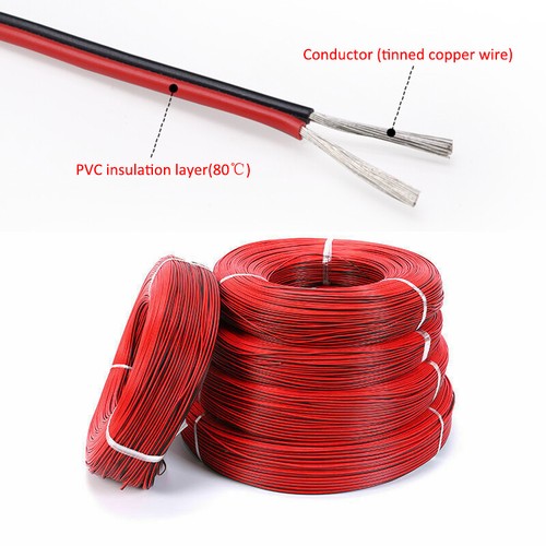 Red&Black 2-Cores UL2468 PVC Stranded Wire 16-28 AWG Flat Ribbon Cable ...