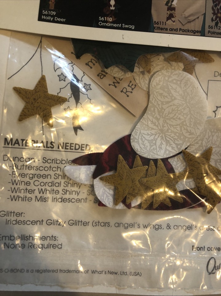 What's New Ltd Christmas Holiday Iron-On Fabric Applique 56103 ANGEL IN ...