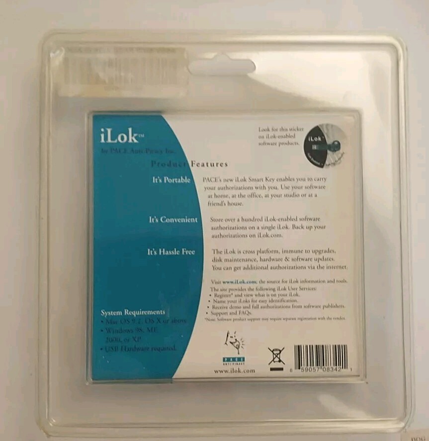 iLok For Pro Audio - Vintage New In Package (Blue USB Connector) gen 1 ...