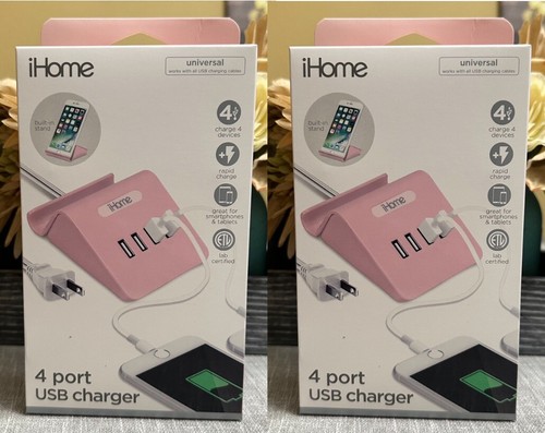 iHome 2-Pack Universal 4 Port USB Charger + Stand Rapid Charge Pink New ...