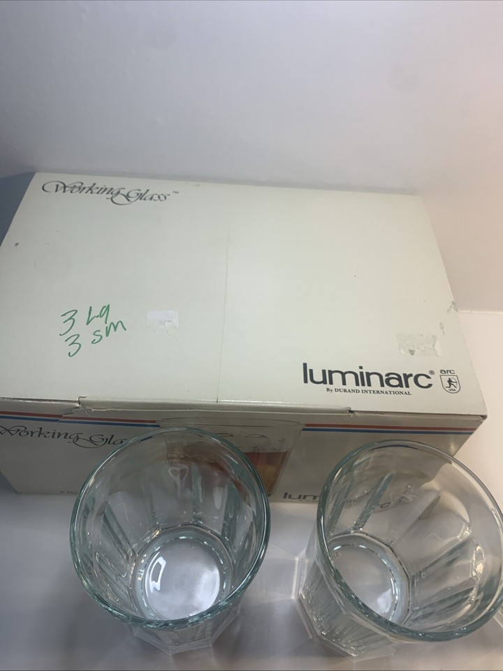 NEW 6 Luminarc Working Glass Heavy Duty 10 Panel Glasses 3 each 21 oz ...
