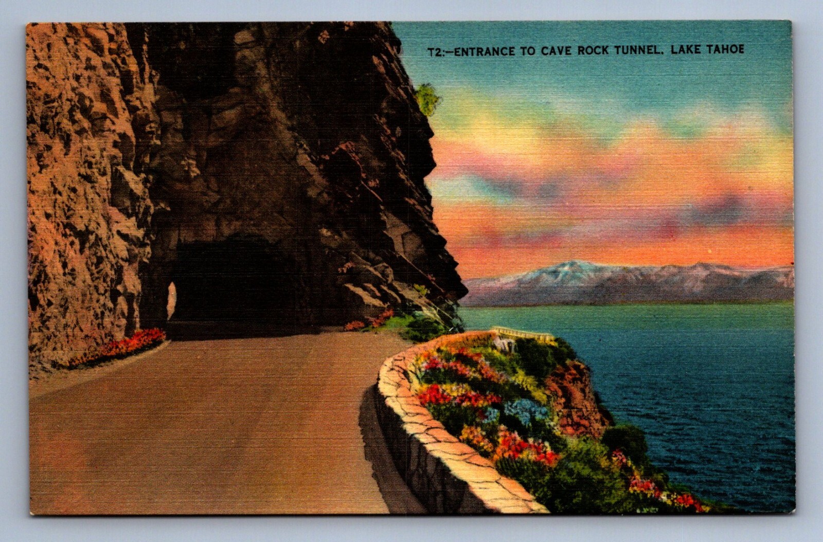 Postcard Vtg Nevada Entrance To Cave Rock Tunnel Lake Tahoe Glenbrook ...