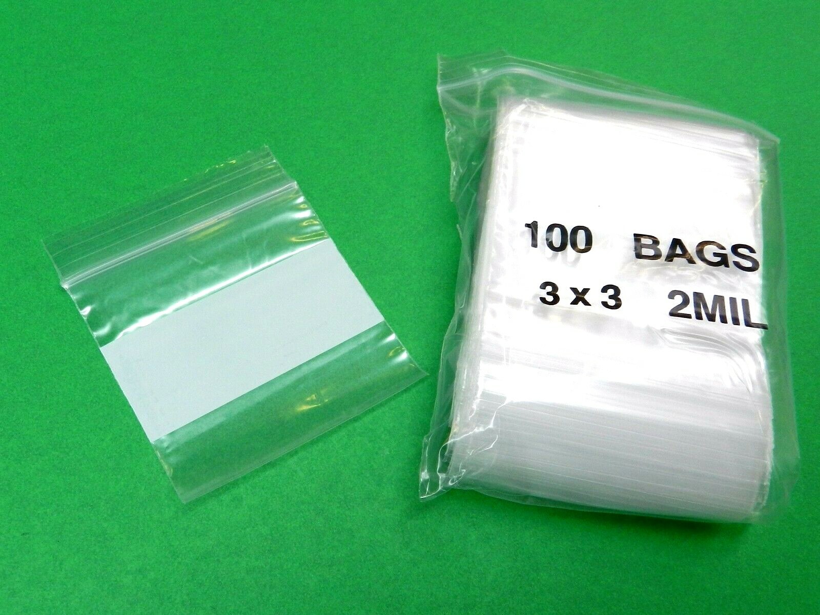 100 3x3 Zip Seal Lock Bags White Block 2mil Writeable Zip Slide Lock 3 ...