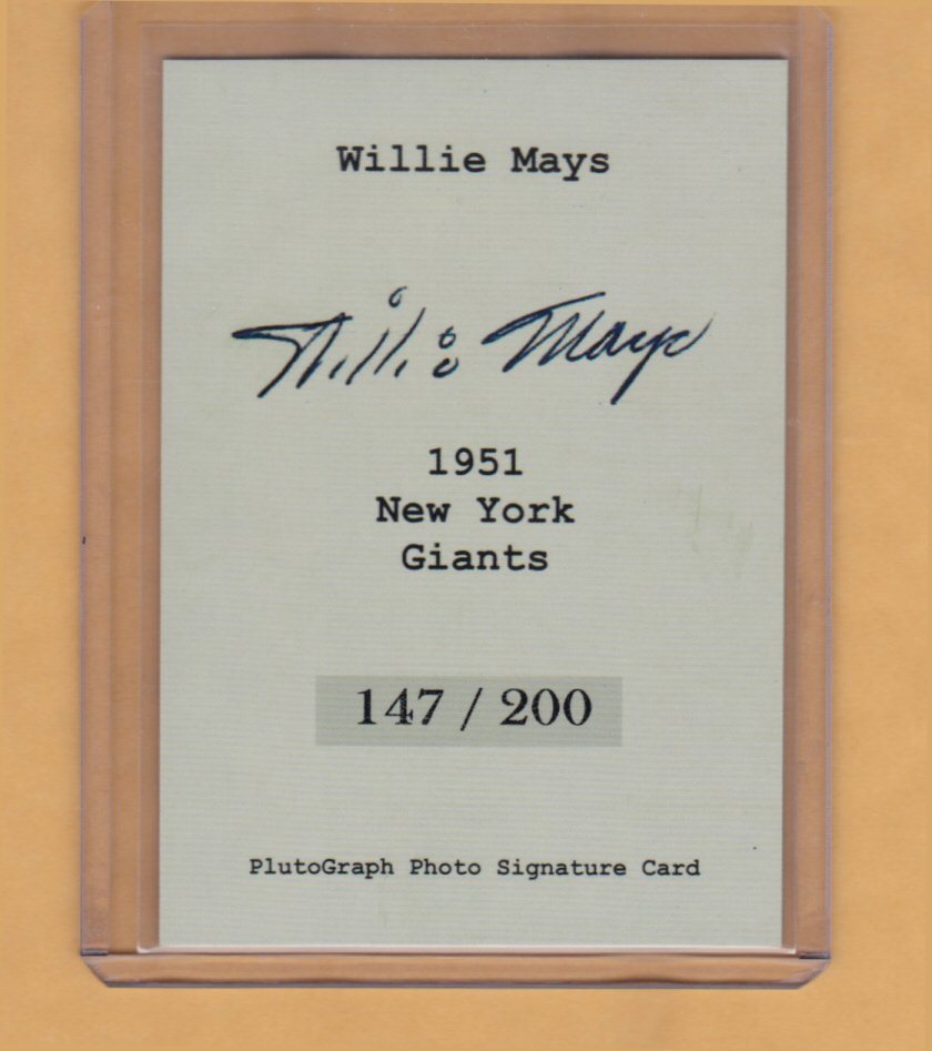 WILLIE MAYS '51 NEW YORK GIANTS SIGNATURE PHOTO CARD PLUTOGRAPH SERIAL ...