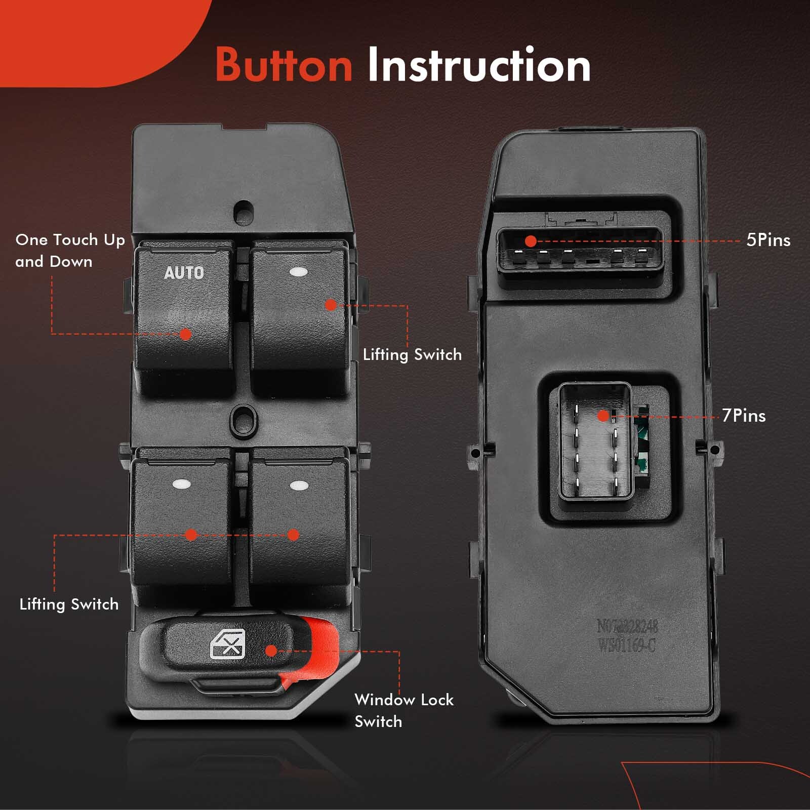 Front Driver Power Window Switch w/ Blue Backlight for Chevy Impala ...