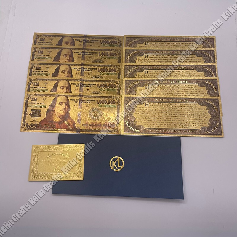 10 pcs One Million Dollar Gold Foil Banknote Bill Note Commemorative ...