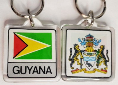 Guyana, Co-operative Republic of Guyana Flag & Seal Lucite Key Chain ...