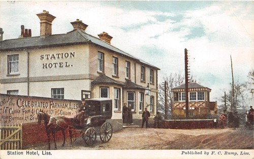 POSTCARD LISS STATION HOTEL PONY & TRAP - ANIMATED SCENE CIRCA 1905 | eBay