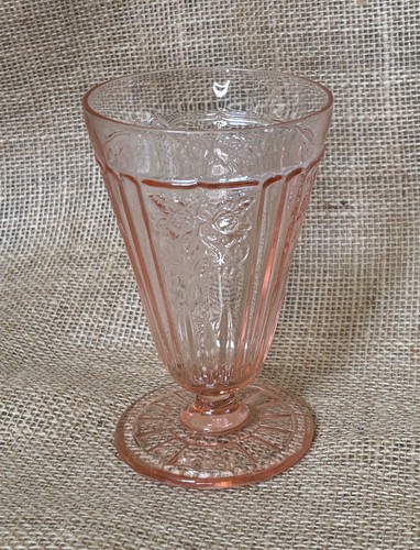 Vintage Mayfair Cabbage Rose Pink Pedestal Tea Glass Depression Cottage ...