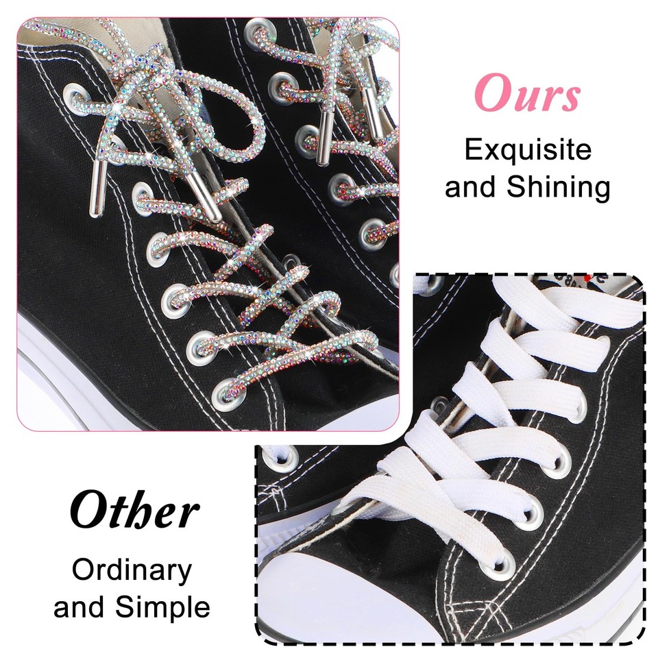 2PCS Glitter Shoe Laces Rope, Glitter Rope, Rhinestone Glitter Strings ...