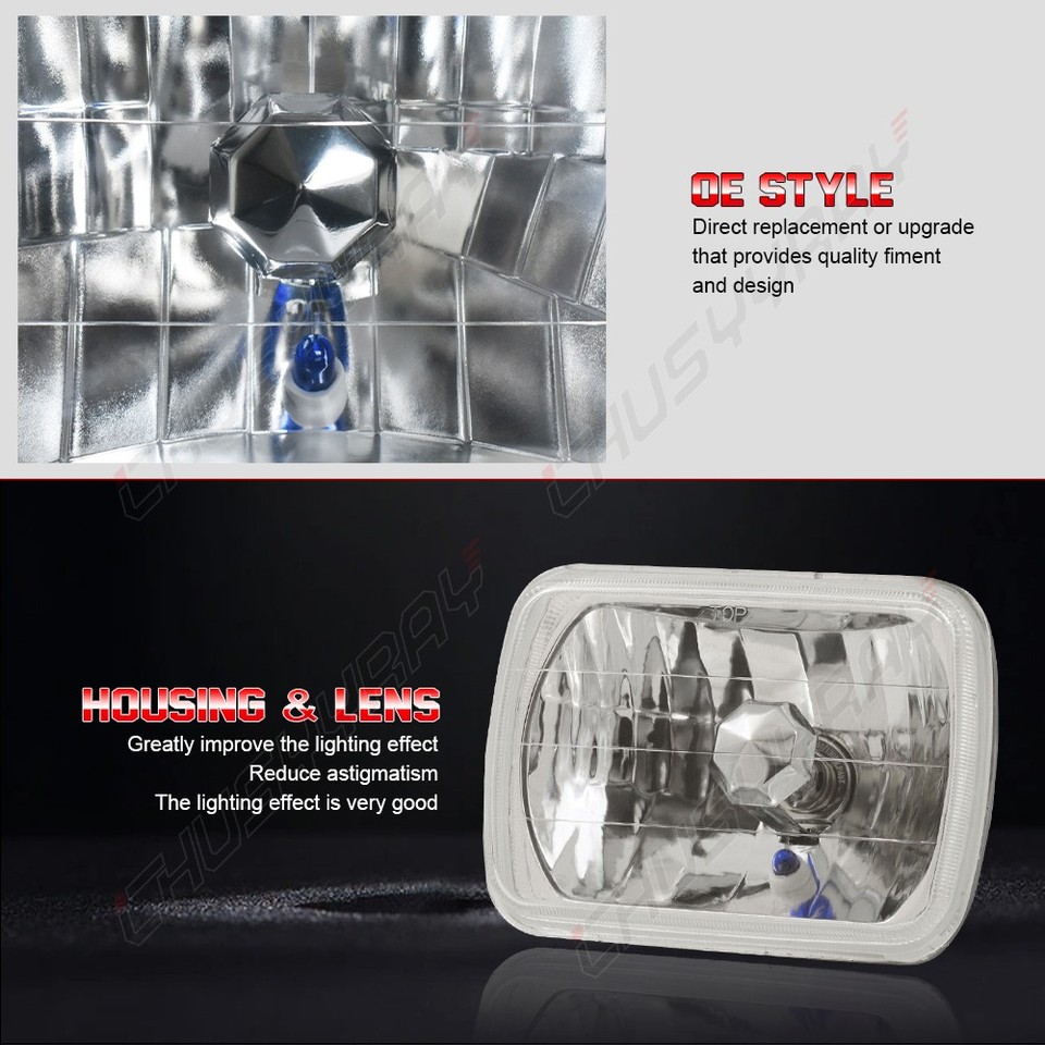 7x6" 5x7 LED Headlight w/H4 Hi-Lo For Pontiac Fiero 1984-1988 Firebird ...