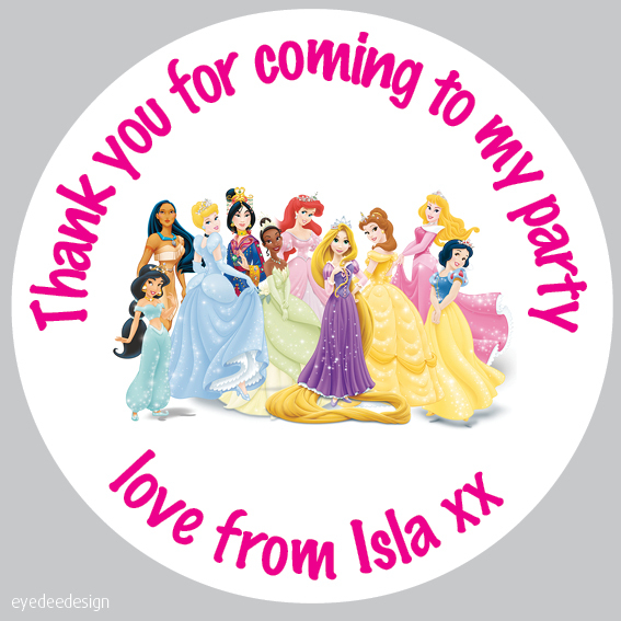 Princess Birthday Stickers Thank You Stickers | Princess Castle Theme
