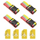 4 Set Luggage Strap with Luggage Tag Loop 78"x2", 3 Assorted Colors ...