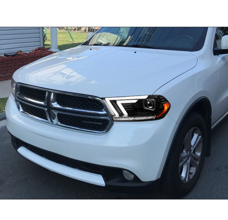 For 2011 2012 2013 Dodge Durango LED Tube Projector Black Headlight ...