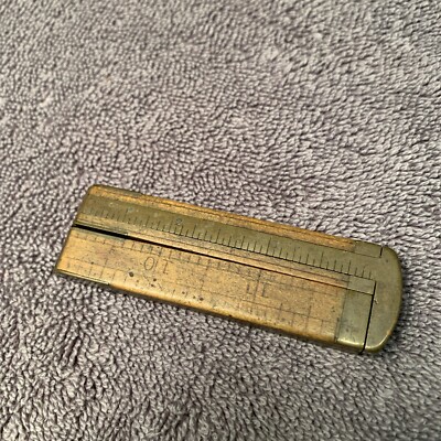 Vintage Pocket Folding Measuring Stick - Brass Sliding Caliper 15 ...