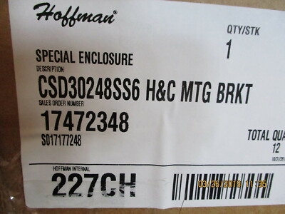 CSD30248SS6 Hoffman CSD30248SS6 Enclosure, NEMA 4X, Hinge Cover BRAND ...
