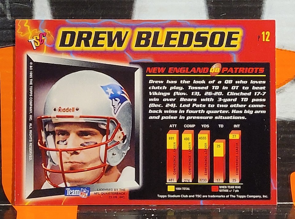 1995 TOPPS STADIUM CLUB ** DREW BLEDSOE ** #12 " POWER SURGE " | eBay