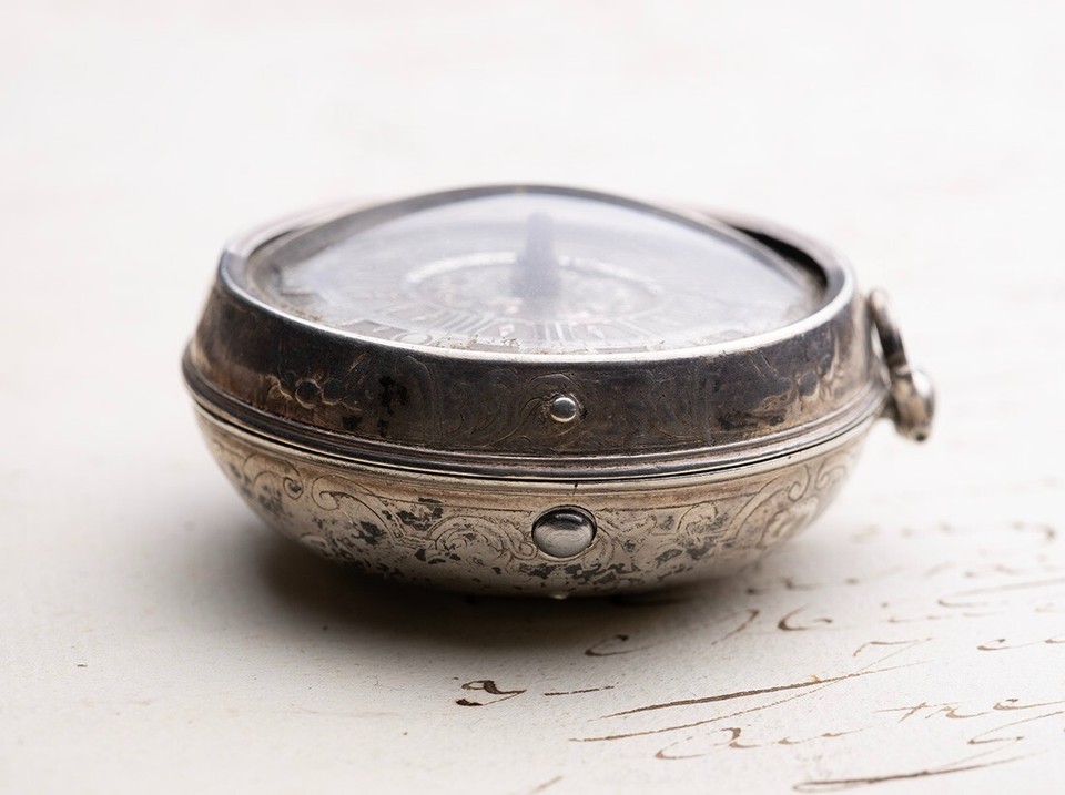 1710s Champleve Dial Repousse Pair Case Silver Verge Fusee Antique ...