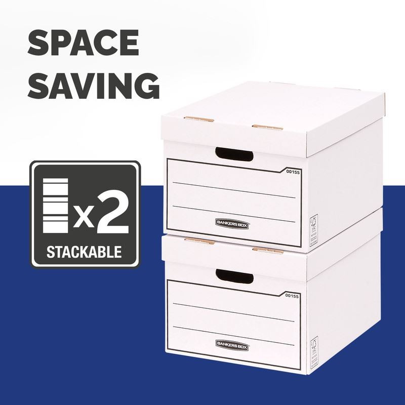Storage Boxes with Lids Bankers Box Cardboard Storage Box, White (Pack ...
