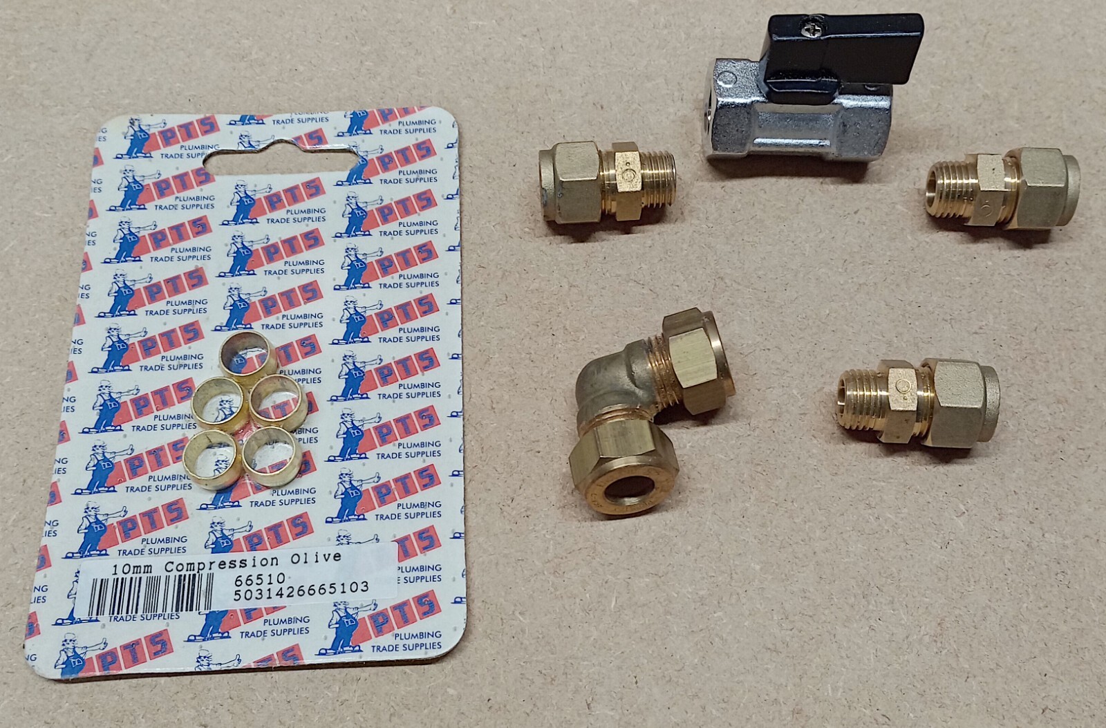 10mm Brass Compression Fittings - 3 x Straight, 1 x Elbow, 1 x Valve ...