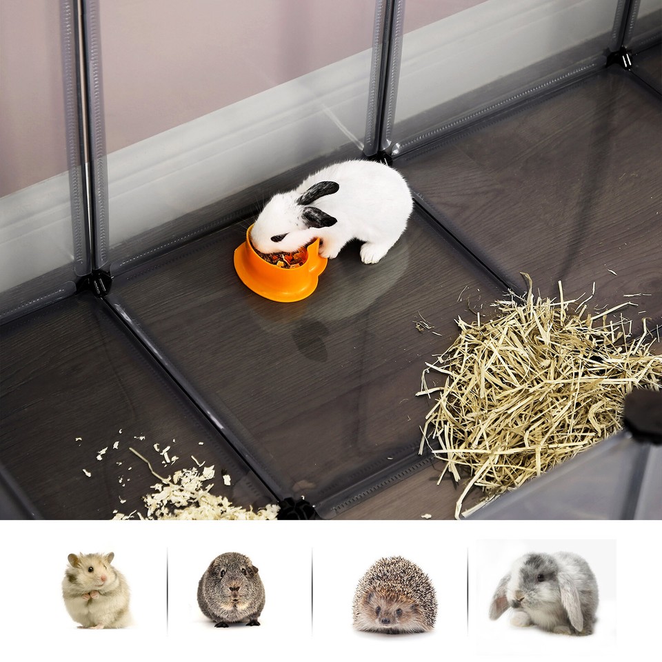 Pet Exercise Play Pen with Bottom, DIY Enclosure Fence Cage for Small ...