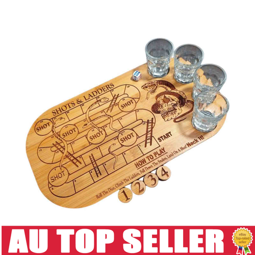 Wooden Shots and Ladders Drinking Game Board Set Family Fun Party Game ...